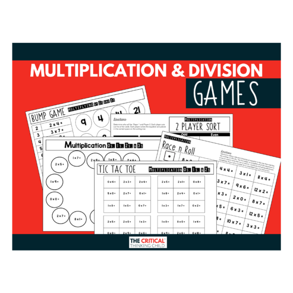 Math Game Boards- Multiplication and Divisionages 6-8 - The Critical ...